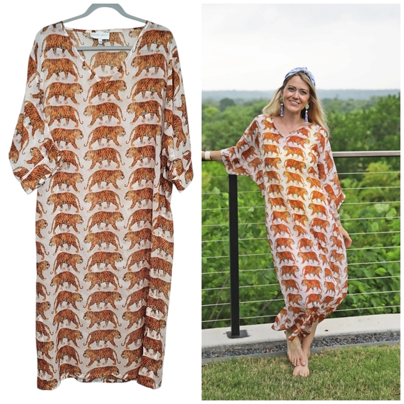 Brooke Wright | Swim | Brooke Wright Tiger Cece Kaftan Maxi Swimsuit ...
